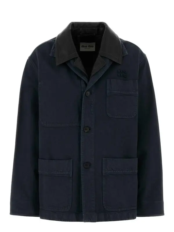 Miu Miu Navy Denim Trucker Jacket - Blue