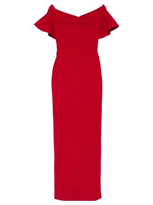 Solace London Red Crepe Textured Dress - Multicolor
