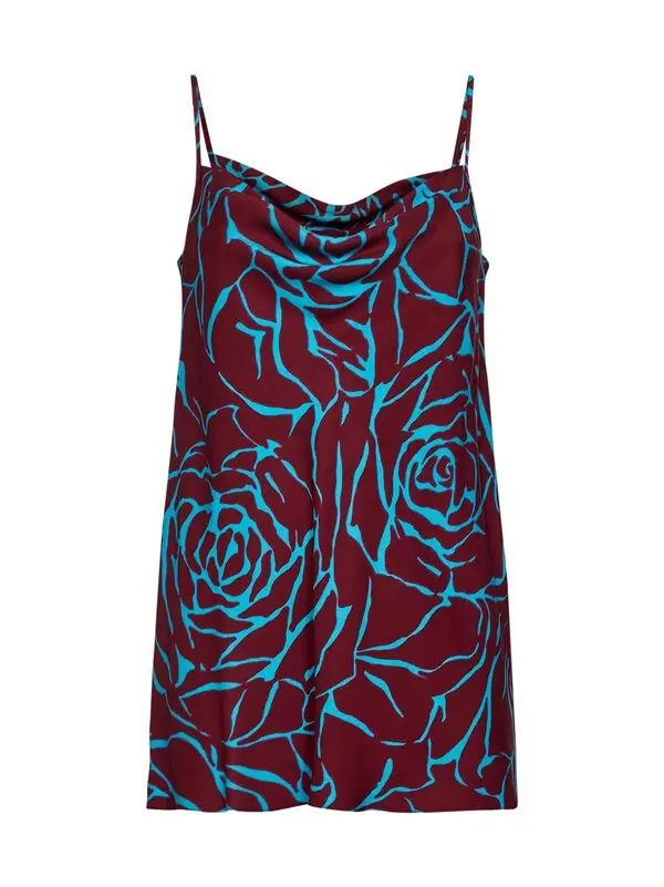 Dries Van Noten Burgundy Printed Viscose Camisole Top - Multicolor
