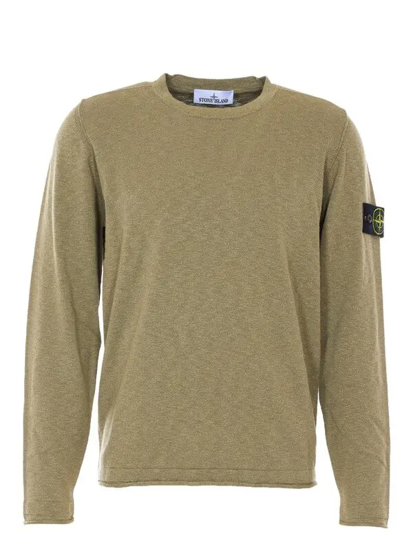 Stone Island Appliqué Logo Long-sleeve Crew Neck Sweater - Green