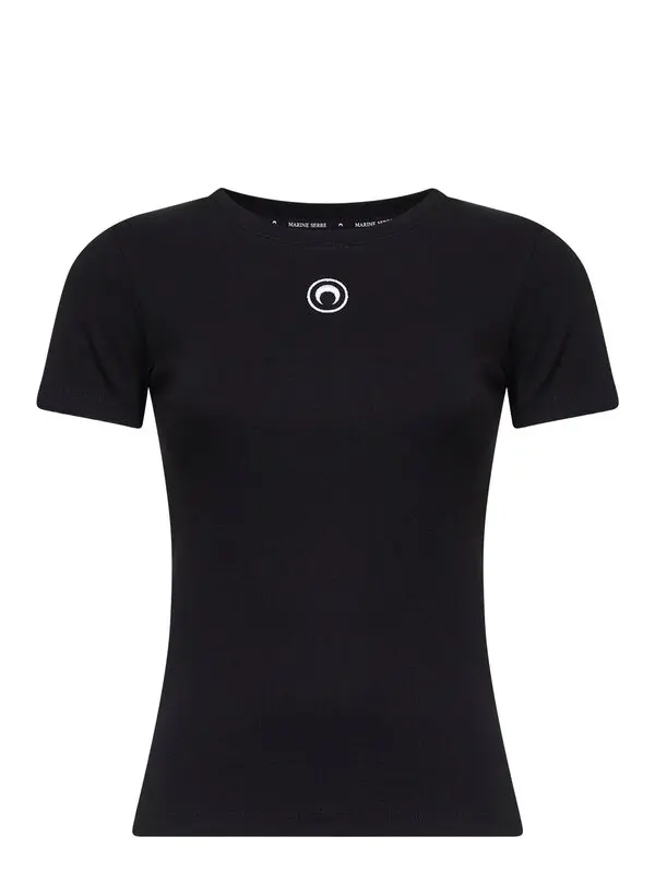 MARINE SERRE Ribbed Jersey Moon Logo T-shirt - Multicolor