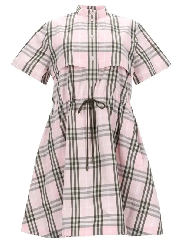 Burberry Checked Cotton Shirt Dress - Pink