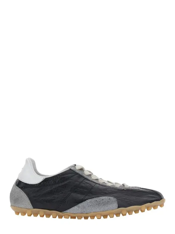 MAISON MARGIELA Black Leather Sneakers With Serrated Sole - Multicolor