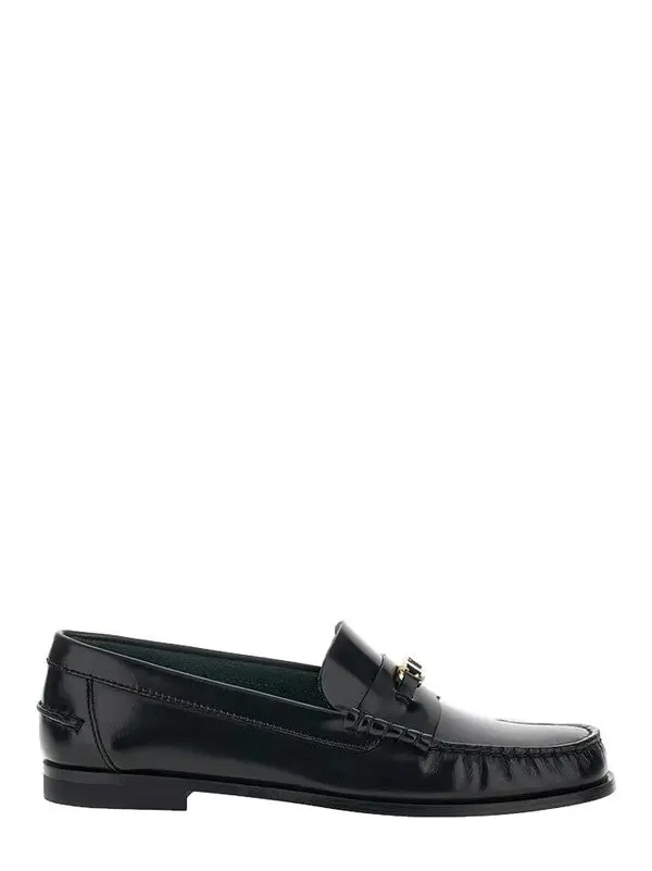 TOD'S Leather Loafers With Gold-tone Logo Detail - Multicolor