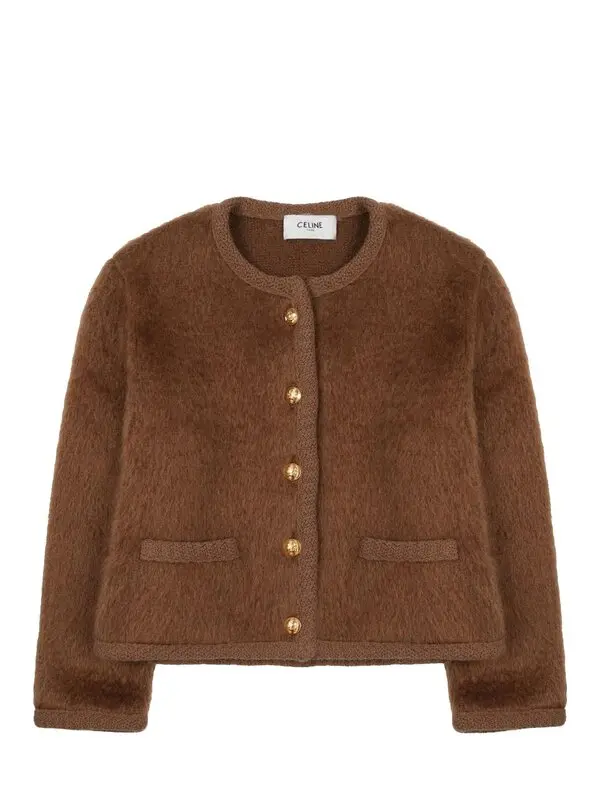 Celine Giacca Chasseur In Mohair - Brown