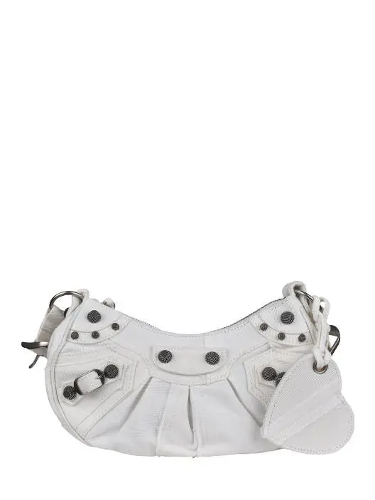 Balenciaga Cagole Xs Bag In Denim Canvas - White