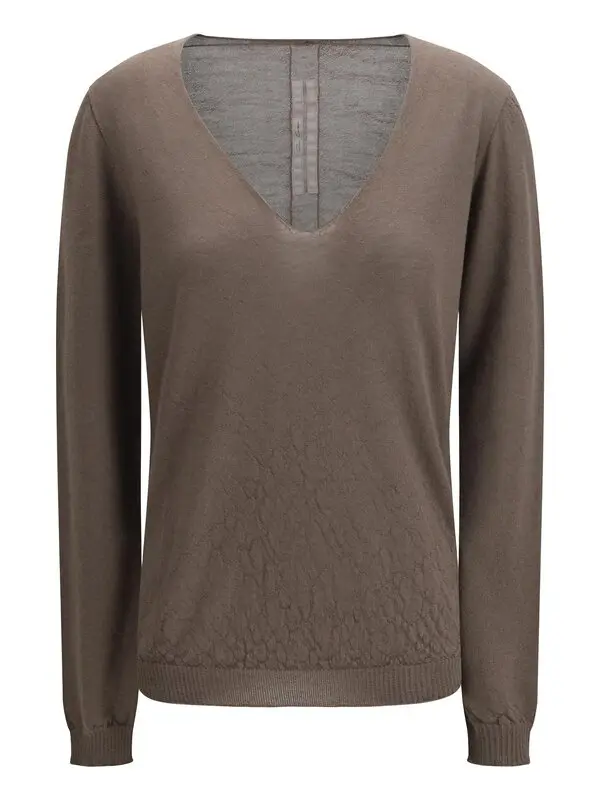 Rick Owens V-neck Fine Knit Sweater - Gray