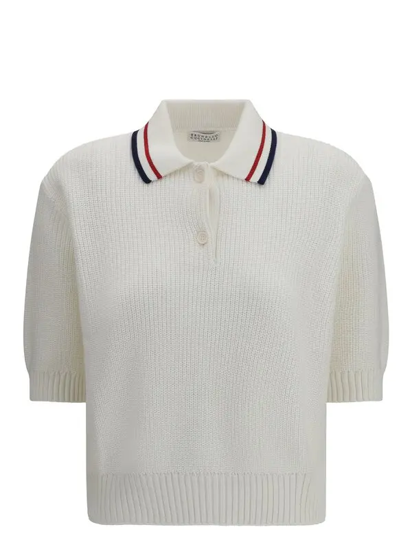 Brunello Cucinelli Cotton English Rib Knit Polo Shirt - Multicolor
