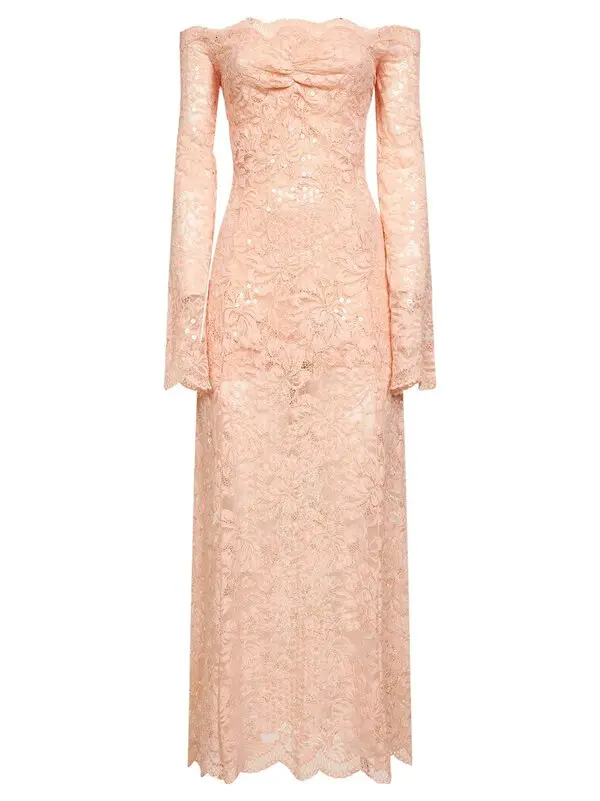 Rabanne Embroidered Sequins Lace Midi Dress - Multicolor
