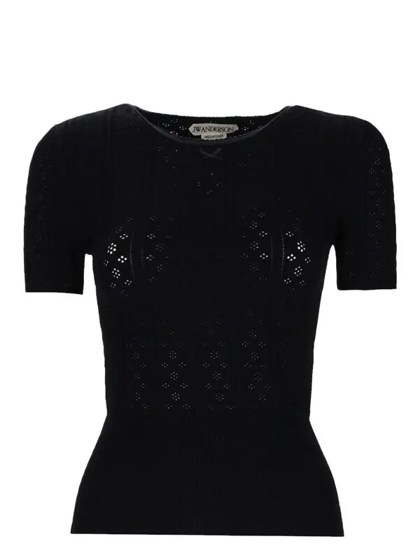 JW Anderson Pointelle Knit T-shirt - Black