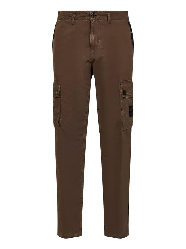 Stone Island Brown Brushed Organic Cotton Cargo Trousers - Multicolor