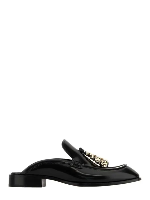 Loewe Leather Chain Detail Mules - Black