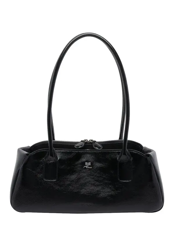 COURREGES Strip Naplack Shoulder Bag - Black