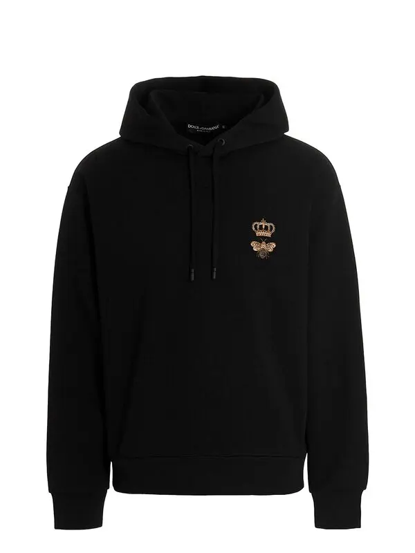 Dolce & Gabbana Embroidered Cotton Hoodie - Black