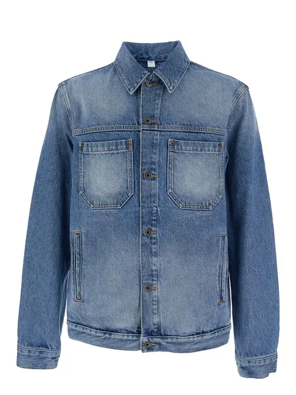 Off-White Blue Denim Jacket With Maxi Logo - Multicolor