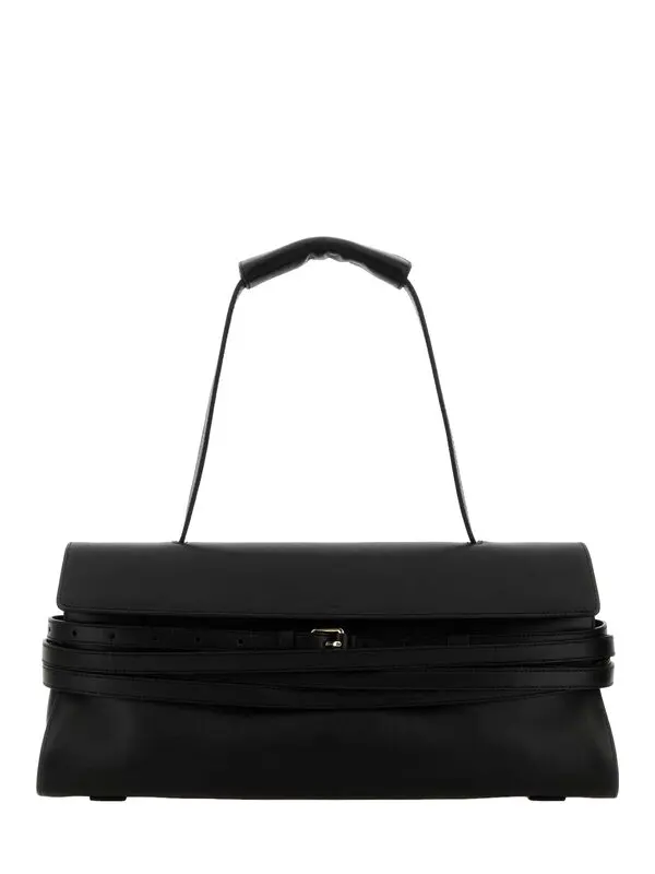 Moschino Nappa Leather Shoulder Bag - Black