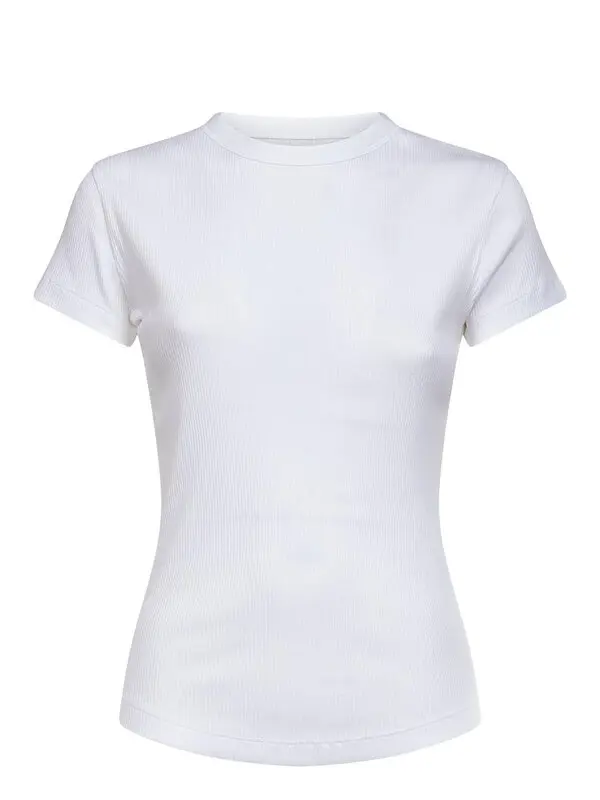 Isabel Marant Étoile Ribbed Cotton T-shirt With Embroidered Logo - Multicolor