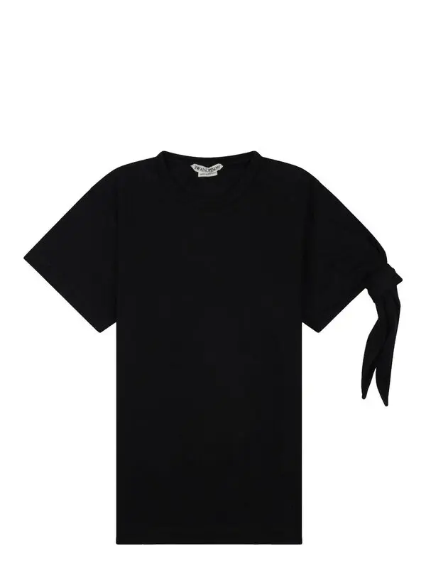 JW Anderson Cotton T-shirt With Tie Detail - Black