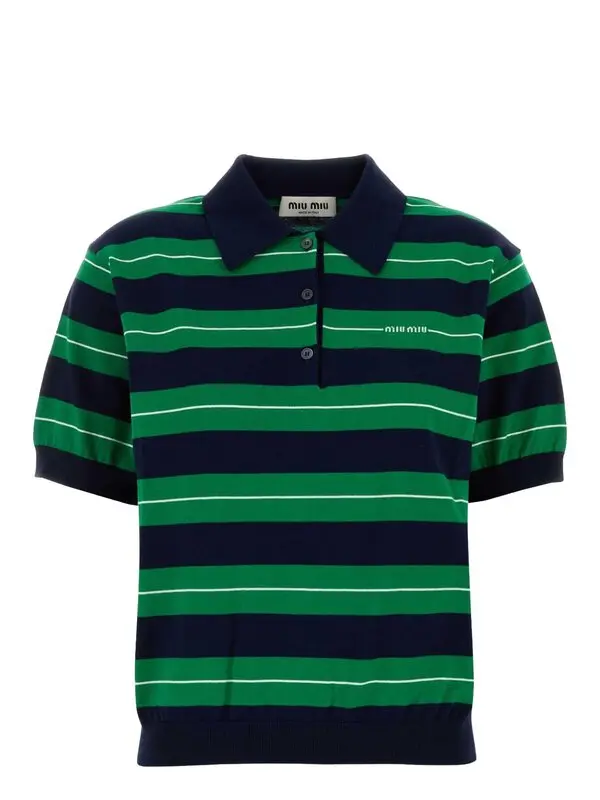 Miu Miu Embroidered Cotton Polo Shirt - Multicolor