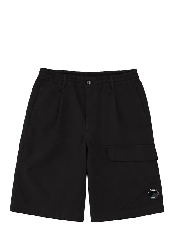 C.P. COMPANY Cargo Shorts With Logo Patch - Black