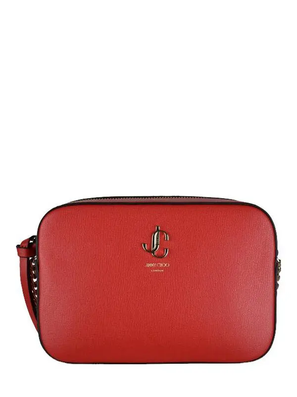 JIMMY CHOO Leather Shoulder Bag With Jc Logo - Red