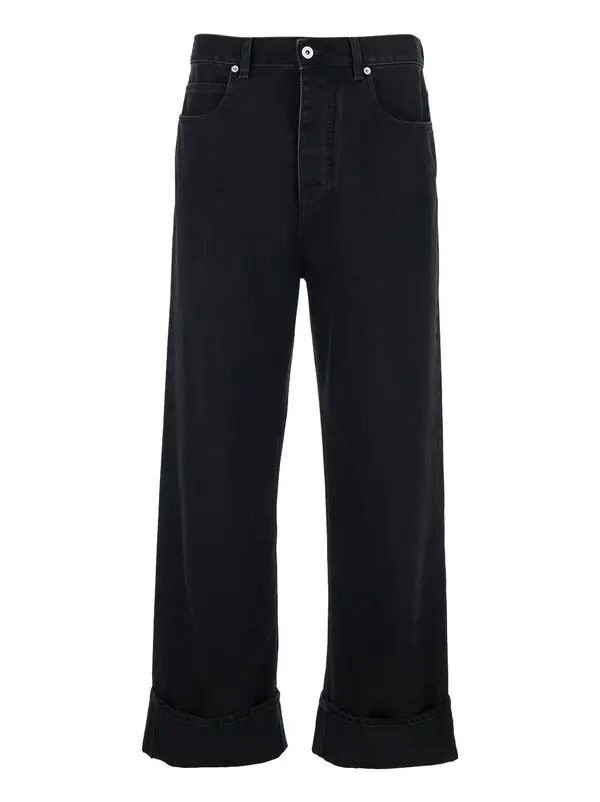Bottega Veneta Black Denim Five-pocket Jeans With Folded Hem - Multicolor