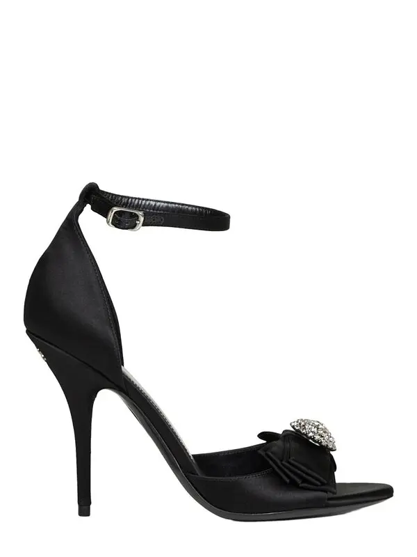 Balenciaga Black Avenue Palazzo 110mm Sandals With Rhinestone Bow - Multicolor