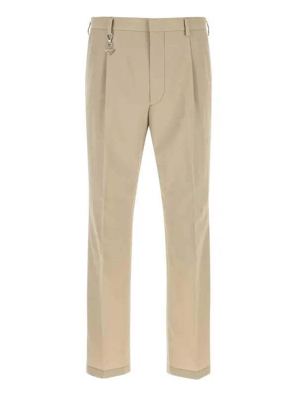 Prada Sand Cotton Tailored Trousers - Brown