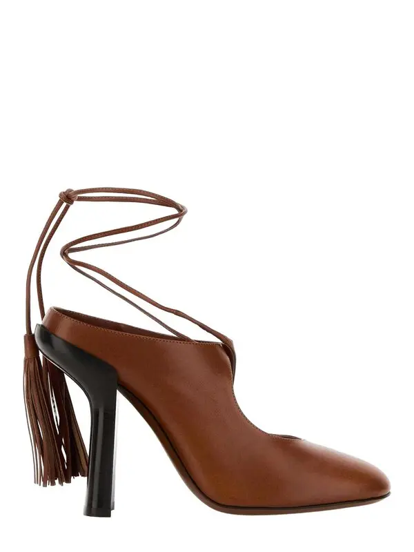 Dries Van Noten Caramel Leather Pumps With Tassel Detail - Brown