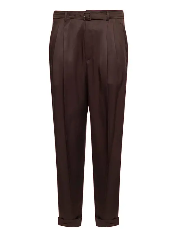 Saint Laurent Chocolate Duchesse Silk Satin Slim-fit Trousers - Multicolor