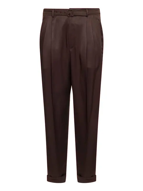 Saint Laurent Chocolate Duchesse Silk Satin Slim-fit Trousers - Multicolor