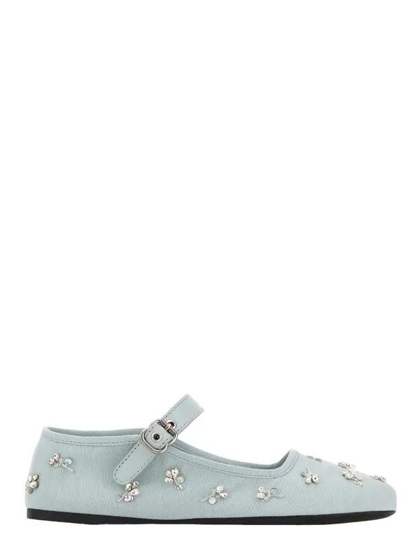 Miu Miu Embellished Fabric Ballerinas - Blue