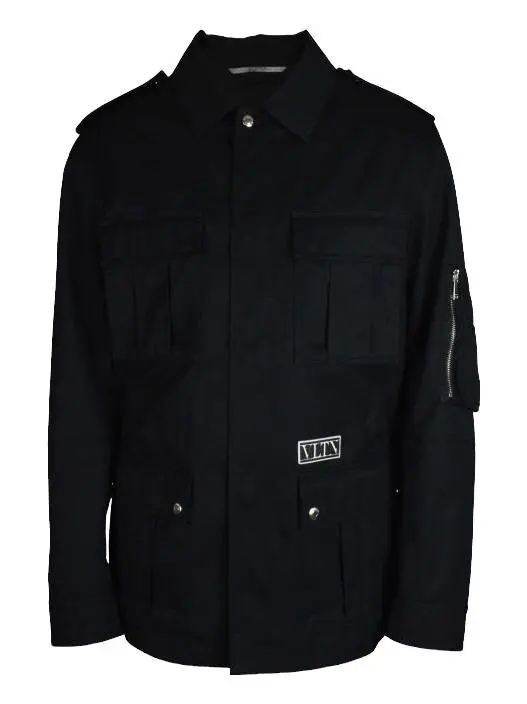 Valentino Garavani Vltn Cotton Zip-up Jacket - Black