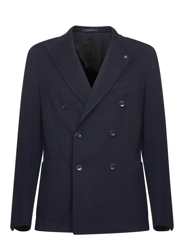 Tagliatore Blue Jersey Montecarlo Double-breasted Blazer - Multicolor