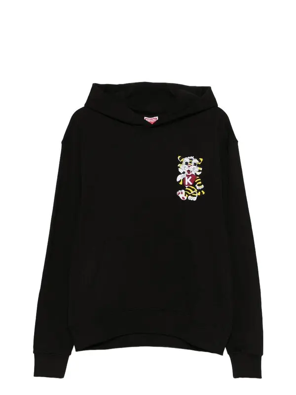 Kenzo Graphic Print Cotton Hoodie - Black