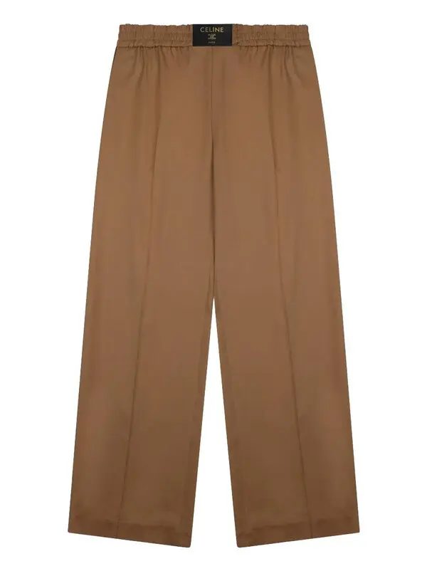Celine Straight Wide Leg Wool Twill Trousers - Cream