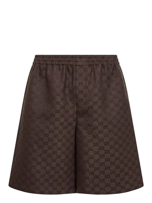 Gucci Gg Monogram Linen Blend Shorts - Multicolor