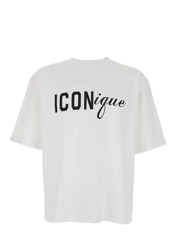 Dsquared2 White Crew Neck T-shirt With Maxi Logo On The Front In Cotton For - Multicolor
