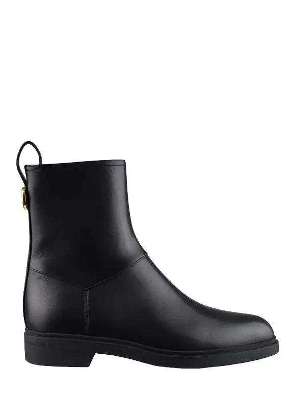 Loro Piana Kilda Boots With Gold Metal Detail - Black