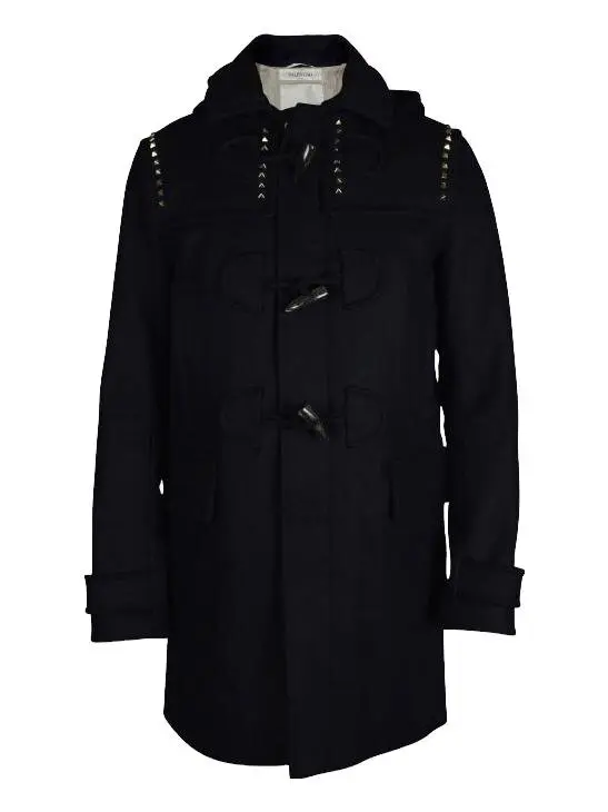 Valentino Garavani Rockstud Untitled Hooded Duffle Coat - Black