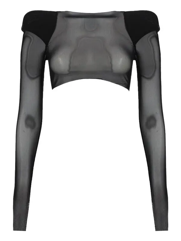 Rick Owens Cropped Mesh Top - Black