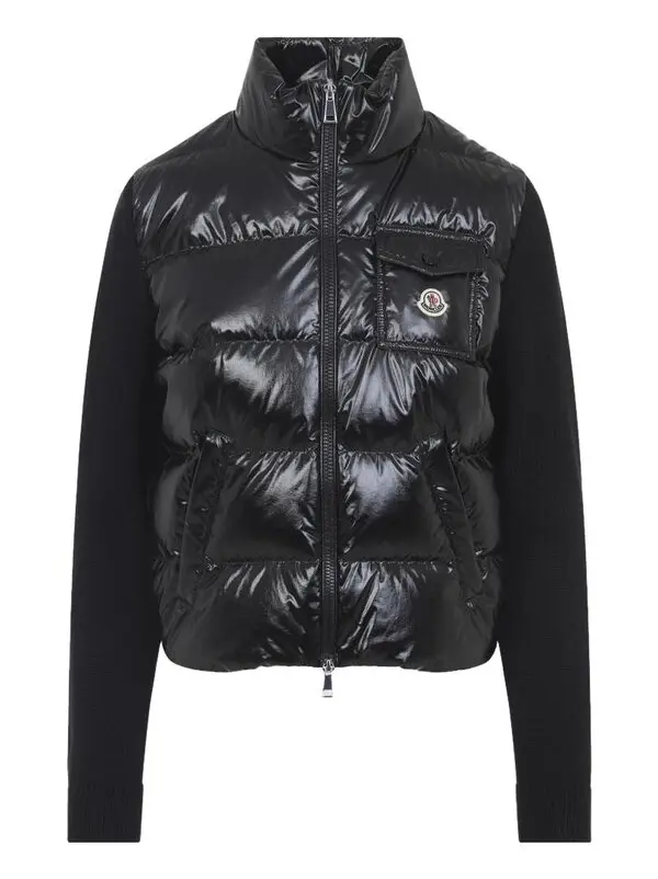 Moncler Padded Cardigan With Chest Logo Patch - Multicolor