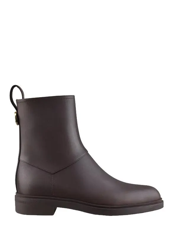 Loro Piana Kilda Leather Boots With Gold Detail - Brown