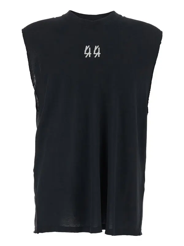44 LABEL GROUP Black Sleeveless T-shirt With Logo On The Front And Maxi Logo On The Back In Cotton - Multicolor