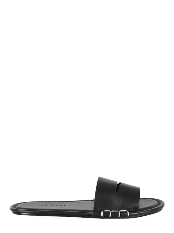 JW Anderson Calf Leather Cut-out Detail Slip-on Sandals - Black