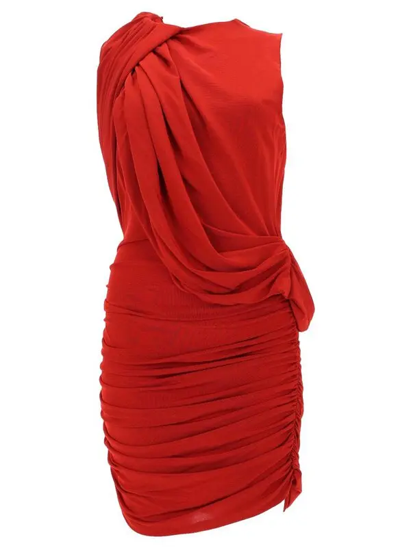 Magda Butrym Draped Viscose Blend Mini Dress - Red