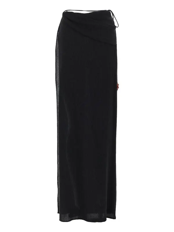 Magda Butrym Long Drape Skirt With Beading - Black