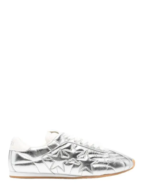 Amiri Tone Star Motif Quilted Leather Lace-up Trainers - Silver