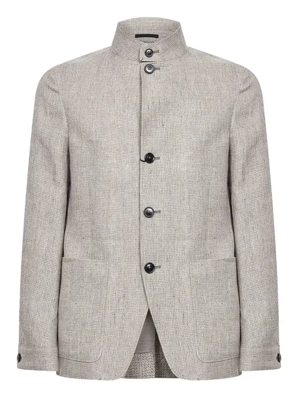 Zegna Medium Brown Oasi Linen Jacket - Multicolor