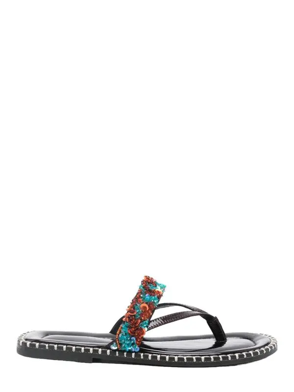 Dries Van Noten Embroidered Leather Thong Sandals - Multicolor